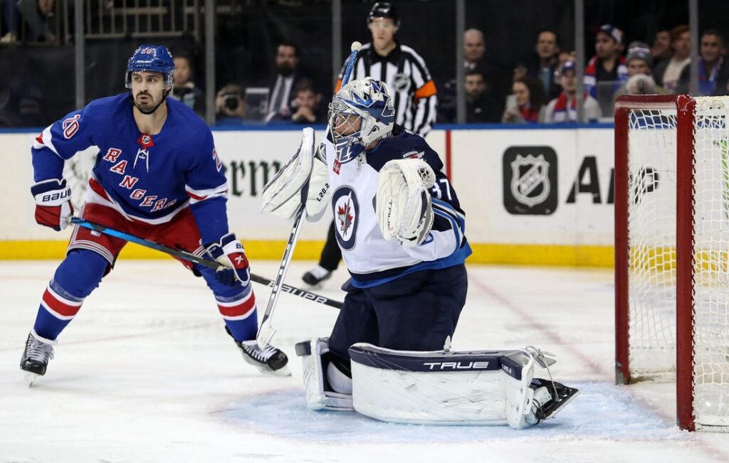 Connor Hellebuyck makes 50 saves as Jets topple Rangers - Field Level ...
