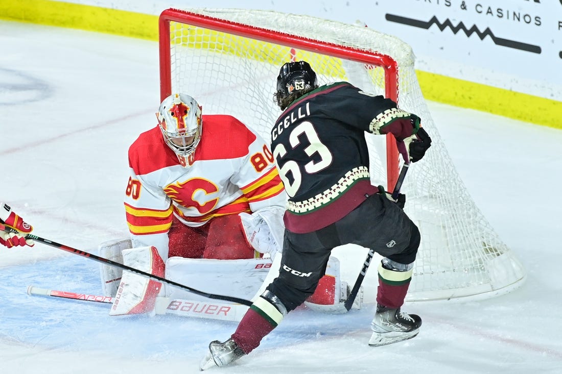 Flames score game's final five goals, dump Coyotes - Field Level Media ...