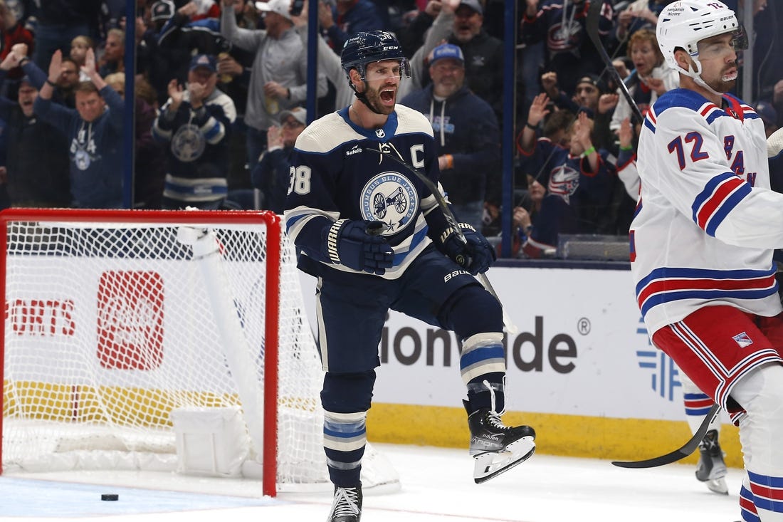 Boone Jenner's natural hat trick propels Jackets past Rangers - Field ...