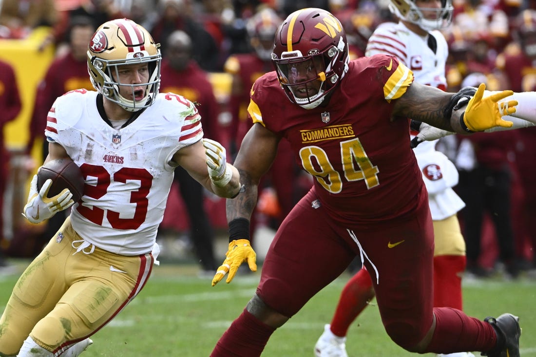 Report: 49ers RB Christian McCaffrey (calf) to sit out season finale ...