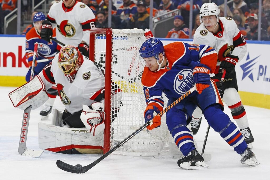 Oilers' Zach Hyman single-handedly beats Sens with hat trick - Field ...