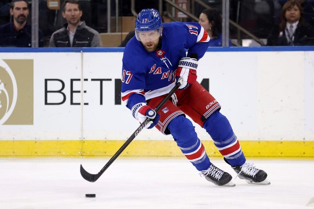 Rangers F Blake Wheeler (lower body) leaves with injury - Field Level ...