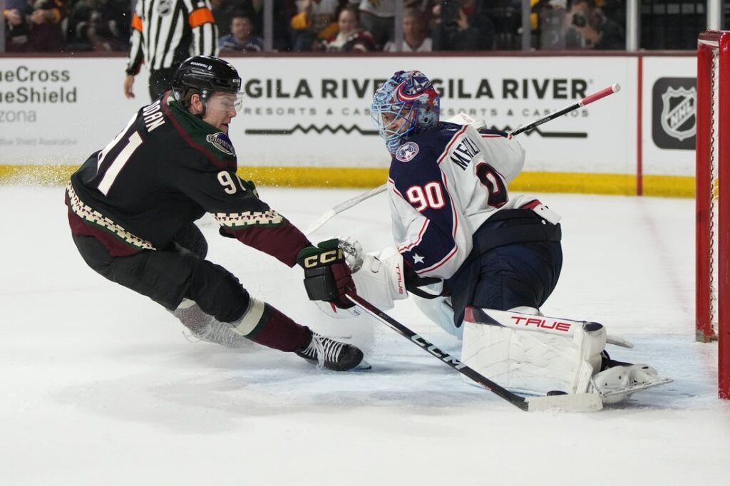 Josh Doan shines in NHL debut, helps Coyotes pummel Jackets - Field ...