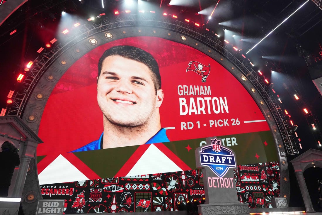 Bucs' first-round C Graham Barton signs contract - Field Level Media ...