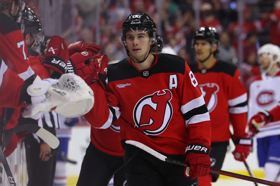 Jack Hughes, Devils get first look at Sharks' Macklin Celebrini - Field ...