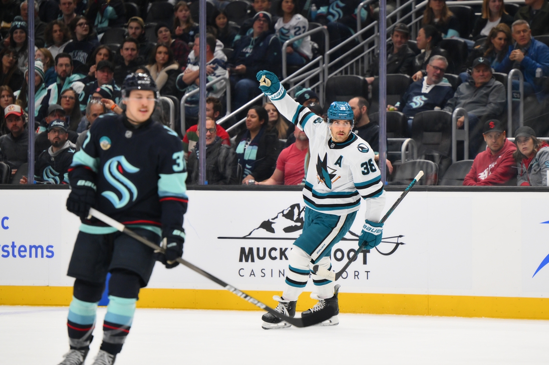 Three-goal second period helps Sharks defeat Kraken again - Field Level ...
