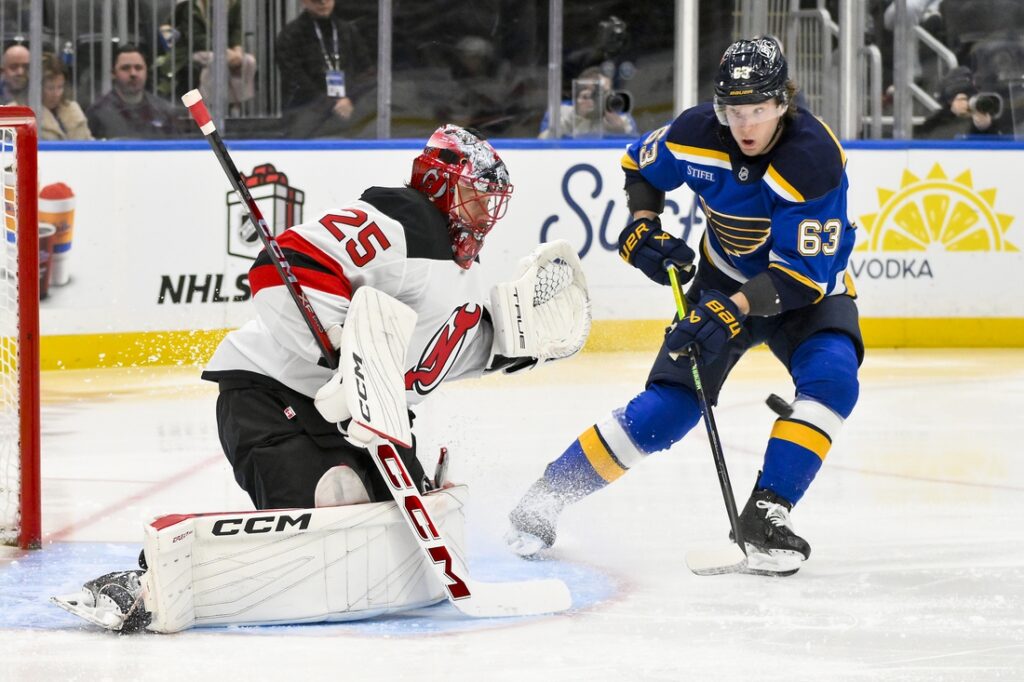 Jacob Markstrom, Devils keep rolling, shut down Blues - Field Level Media - Professional sports ...
