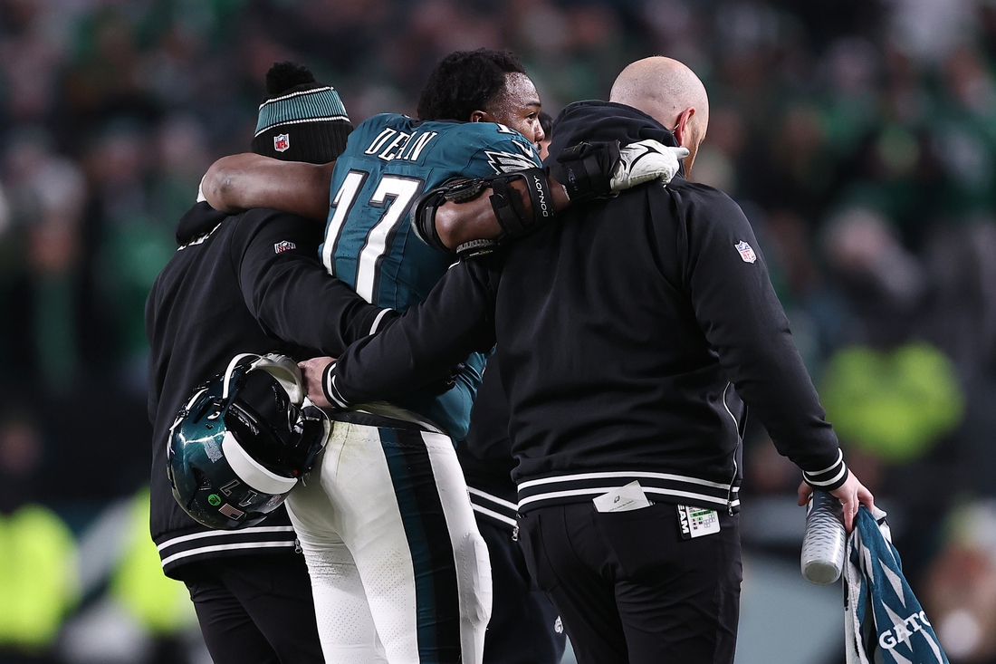 Reports: Eagles LB Nakobe Dean done with torn patellar tendon - Field ...
