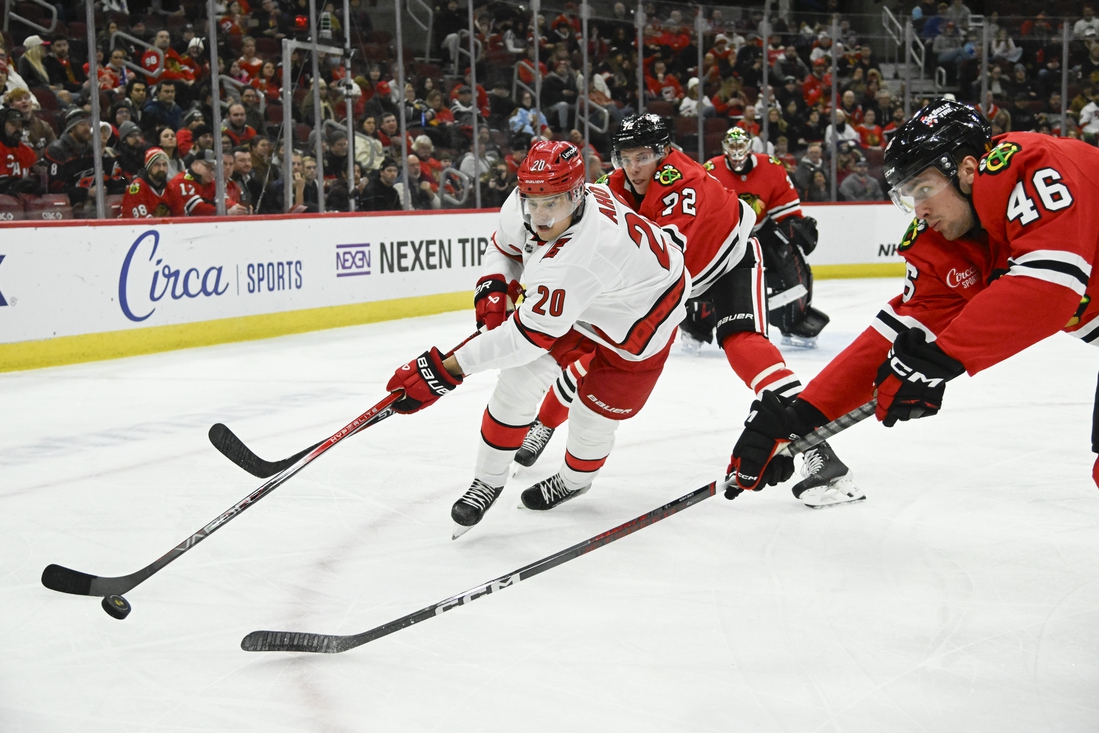 Sebastian Aho plays OT hero again, lifts Canes over Blackhawks - Field ...
