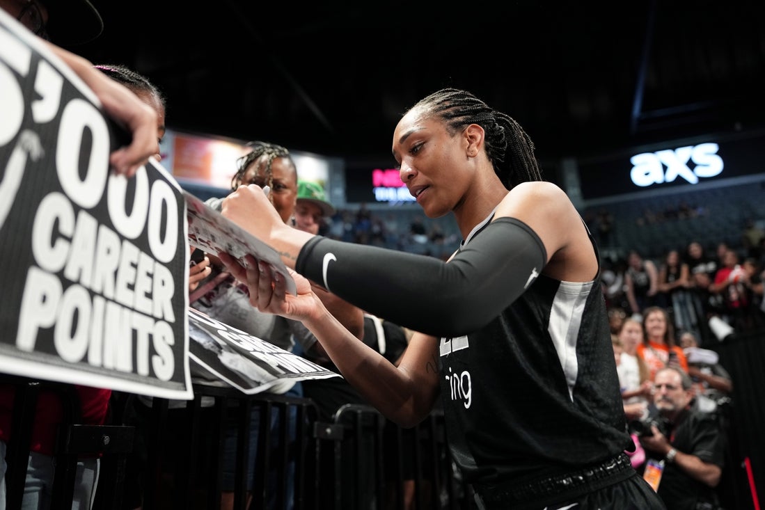 Fresh off milestone, A'ja Wilson, Aces set sights on Mystics - Field Level Media - Professional ...