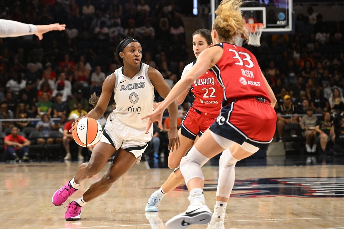A'ja Wilson continues dominance, leads Aces past Mystics - Field Level Media - Professional ...