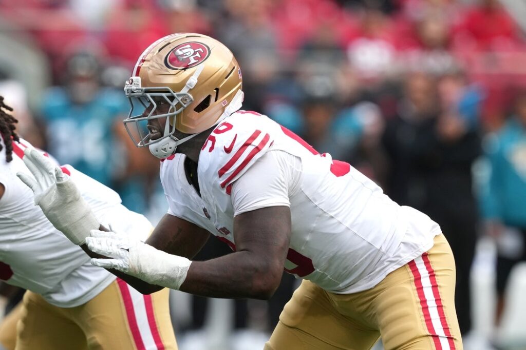 49ers place DE Mykel Williams (knee) on IR, activate G Ben Bartch ...