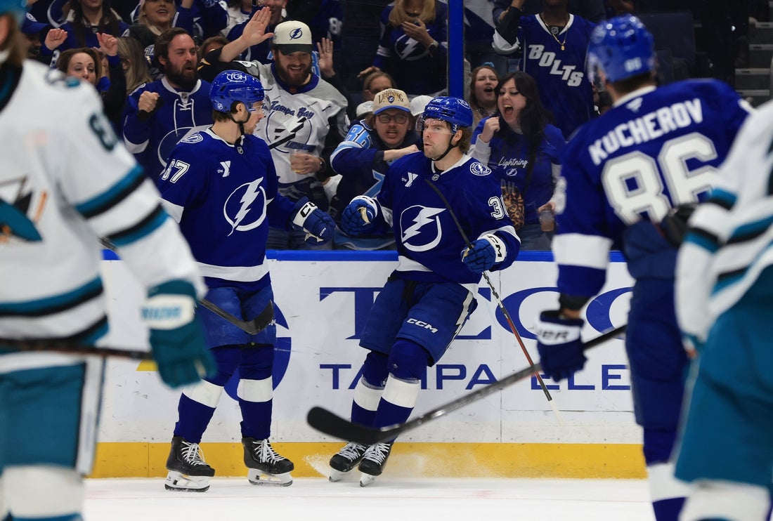 Brandon Hagel scores 150th as Lightning extend streak vs. Sharks ...