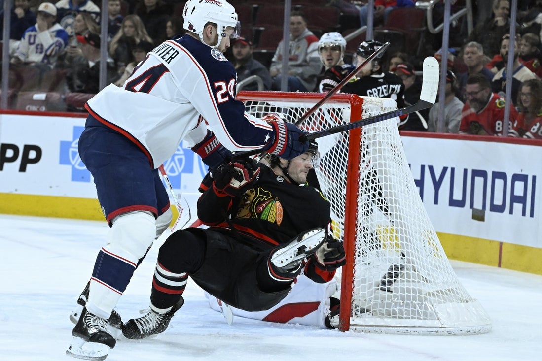Charlie Coyle's hat trick boosts Blue Jackets past Blackhawks - Field ...