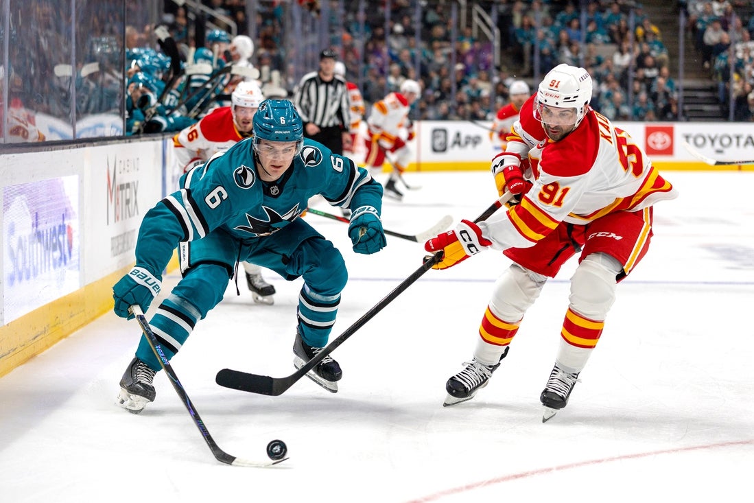 Flames score 4 straight goals, continue dominance of Sharks - Field ...